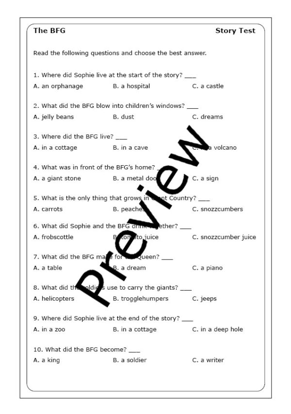 Roald Dahl "The BFG" worksheets | Made By Teachers