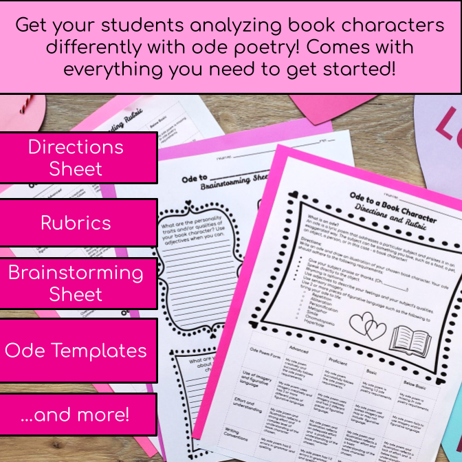 Ode to a Book Character: Fun Poetry Activity for Valentine's or anytime ...