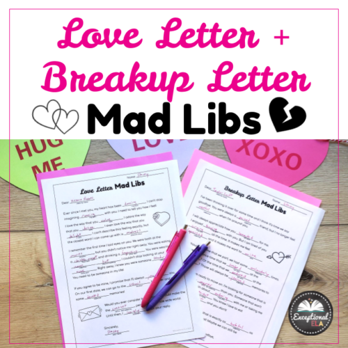 Love Letter + Breakup Letter Mad Libs: Fun writing activity for ...