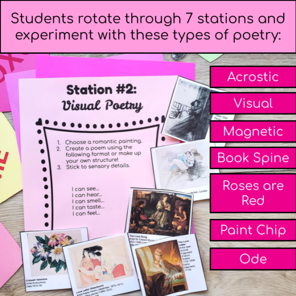 Valentine's Poetry Stations for Secondary ELA: Fun Valentine Activity ...
