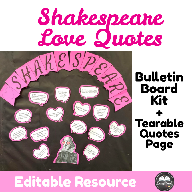 Shakespeare Love Quotes Bulletin Board Kit: Great for Valentine's Day ...