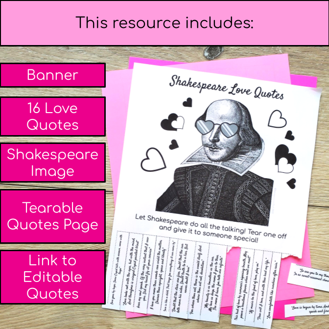 Shakespeare Love Quotes Bulletin Board Kit: Great for Valentine's Day ...