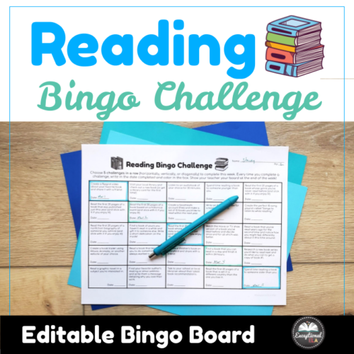 Reading Bingo Challenge w/Editable Bingo Board! - Great for Read Across ...