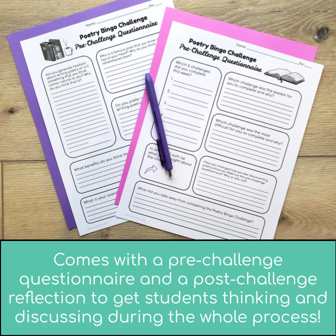Poetry Bingo Challenge w/Editable Bingo Board! Great for National ...
