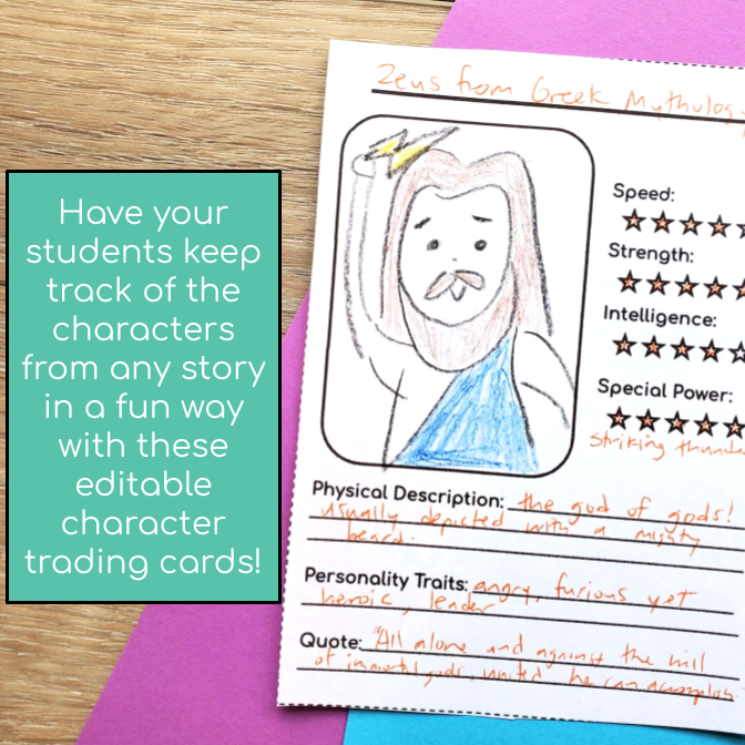 Editable Character Trading Cards w/ Google slides - Use with any story ...