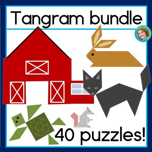 Tangrams Bundle 2D Shape Printable Math Center Ocean | Farm | Spring ...