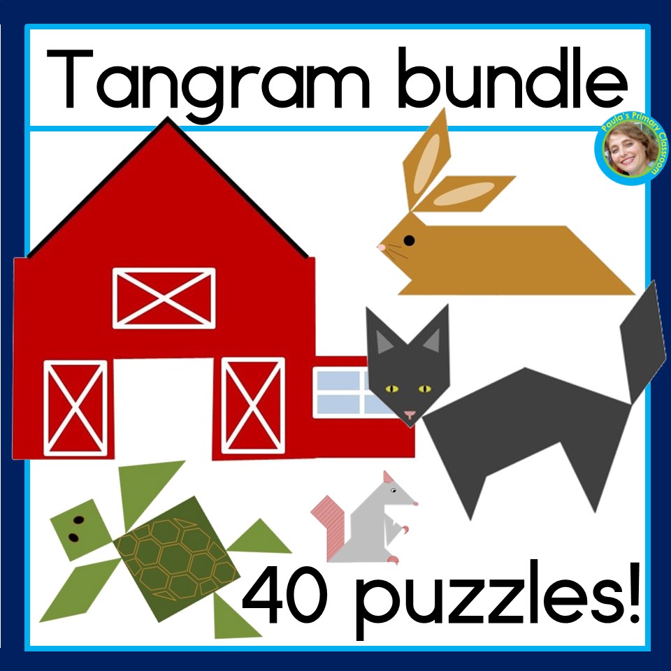 Tangrams Bundle 2D Shape Printable Math Center Ocean | Farm | Spring ...
