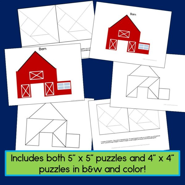 Tangrams Bundle 2D Shape Printable Math Center Ocean | Farm | Spring ...