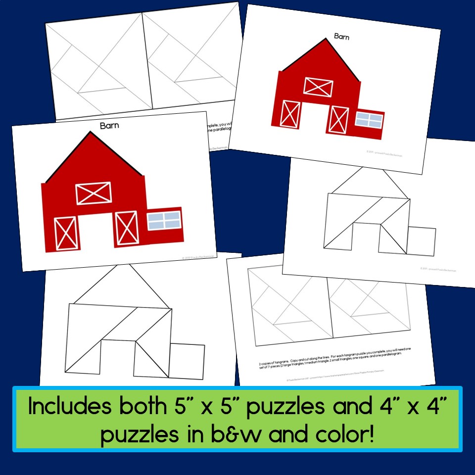 Tangrams Bundle 2D Shape Printable Math Center Ocean | Farm | Spring ...