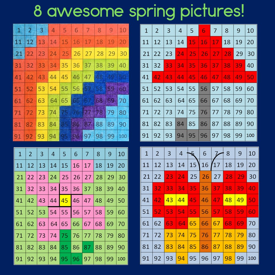 Spring 100s Chart | Hundreds Charts | 100 Chart Mystery Pictures ...