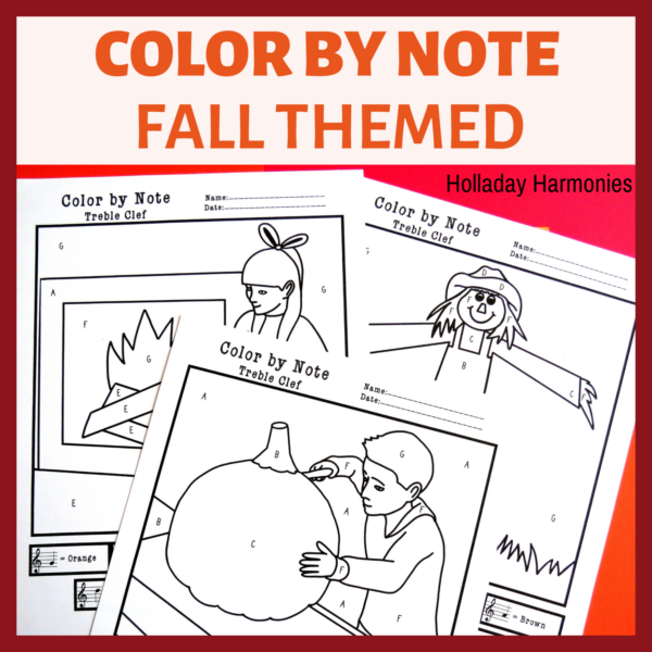 Fall Themed Color by Note - Treble Clef and Bass Clef | Autumn Music ...