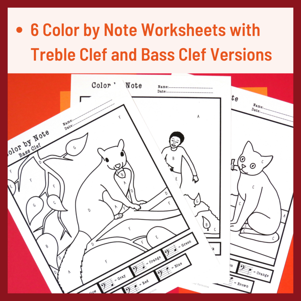 Fall Themed Color by Note - Treble Clef and Bass Clef | Autumn Music ...