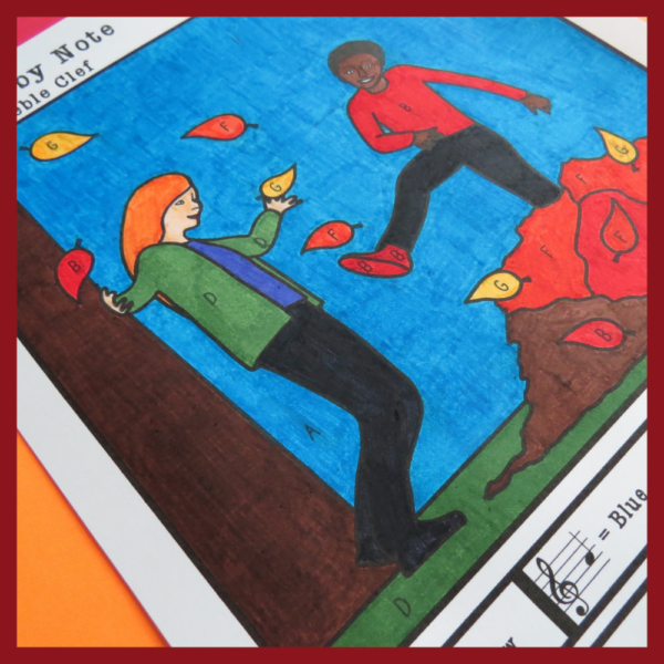Fall Themed Color by Note - Treble Clef and Bass Clef | Autumn Music ...