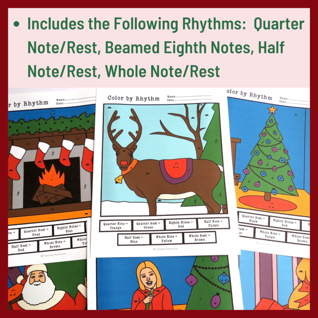 Christmas Themed Color by Rhythm | Christmas Music Activities | Made By ...
