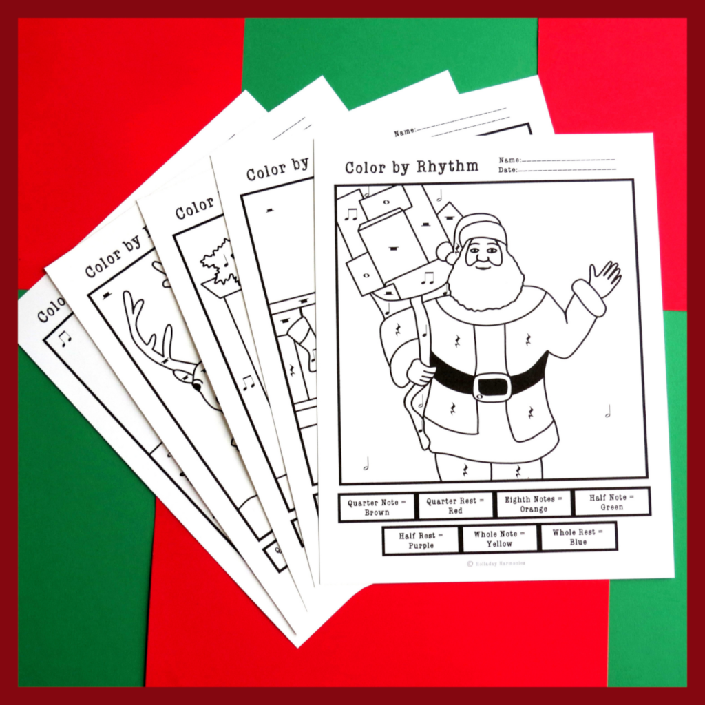 Christmas Themed Color by Rhythm | Christmas Music Activities | Made By ...