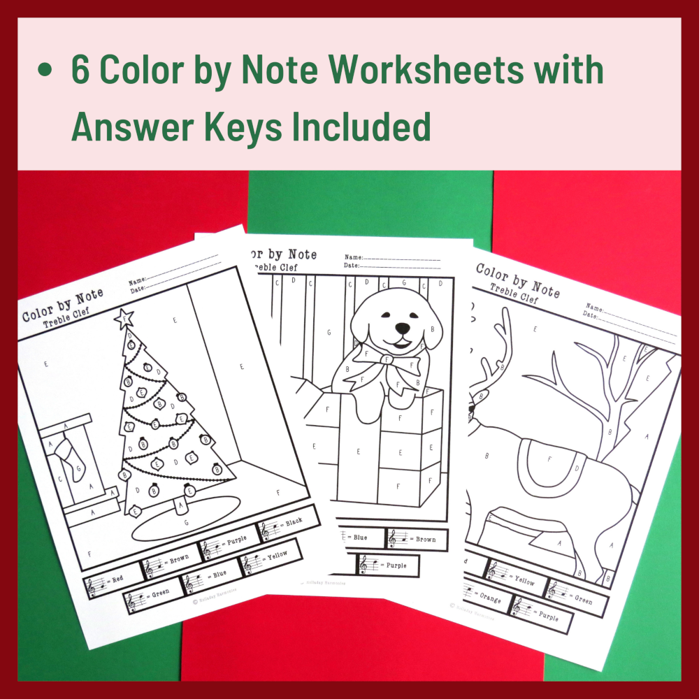 Christmas Themed Color by Note - Treble Clef and Bass Clef | Made By ...