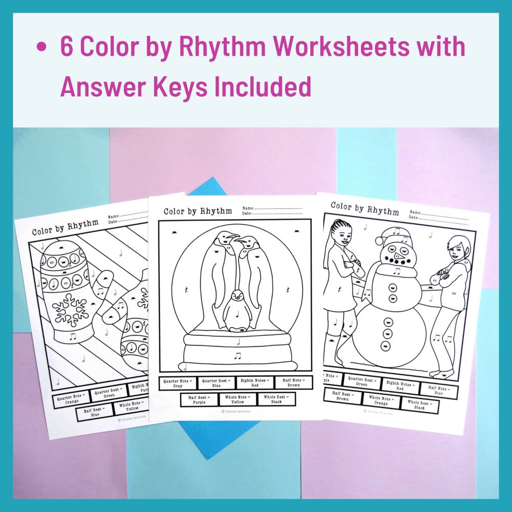 Winter Themed Color by Rhythm | Winter Music Activities | Made By Teachers