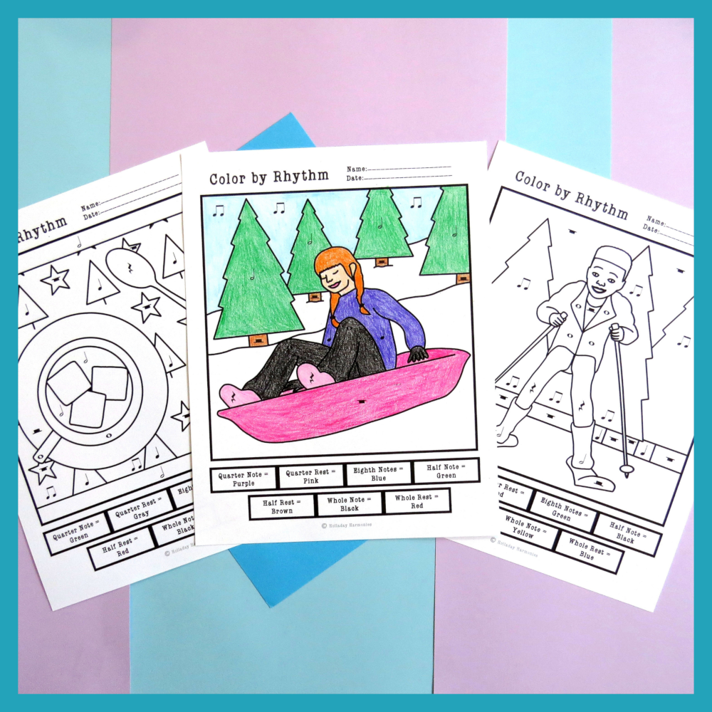 Winter Themed Color by Rhythm | Winter Music Activities | Made By Teachers