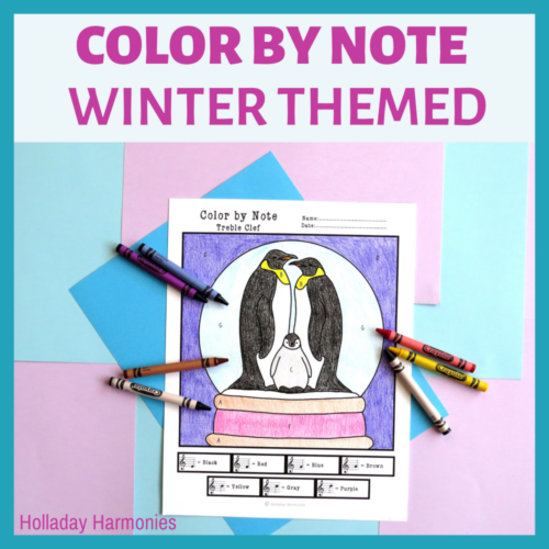 Winter Themed Color by Note - Treble Clef and Bass Clef | Made By Teachers