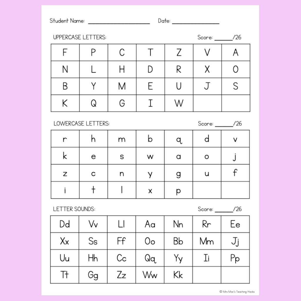 Uppercase Lowercase Sound Letter Identification Assessment Made By Uppercase Lowercase Sound Letter Identification Assessment Made By