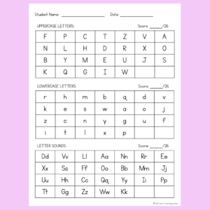 Uppercase, Lowercase, Sound Letter Identification Assessment | Made By ...