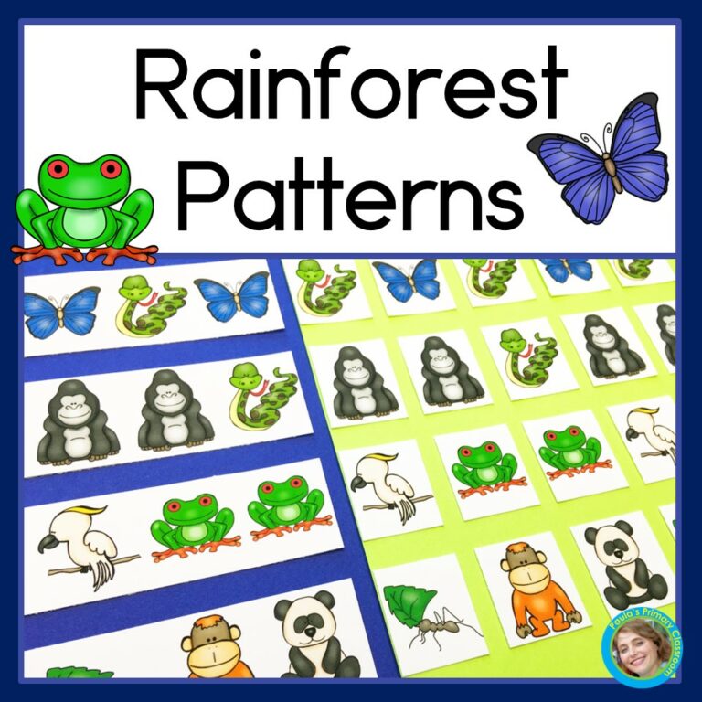 Rainforest Animal Patterns Math Centers with AB ABC and ABB Patterns ...