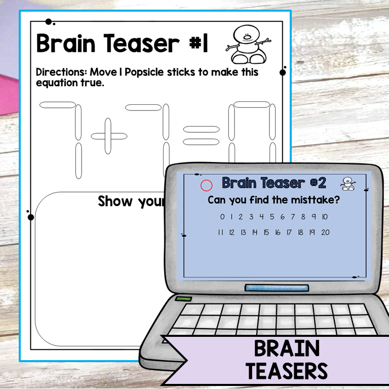 Early Finishers Activities | Brain Teasers | Winter Activities | Made ...