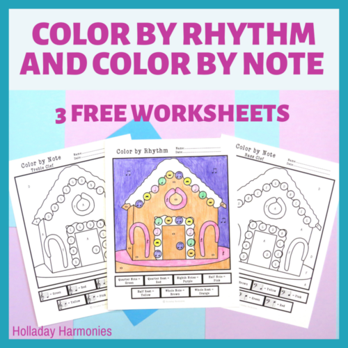 Color by Note and Color by Rhythm Music Worksheet | Winter Gingerbread ...