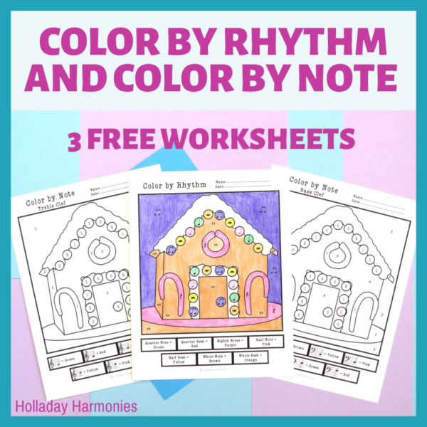 Color by Note and Color by Rhythm Music Worksheet | Winter Gingerbread ...