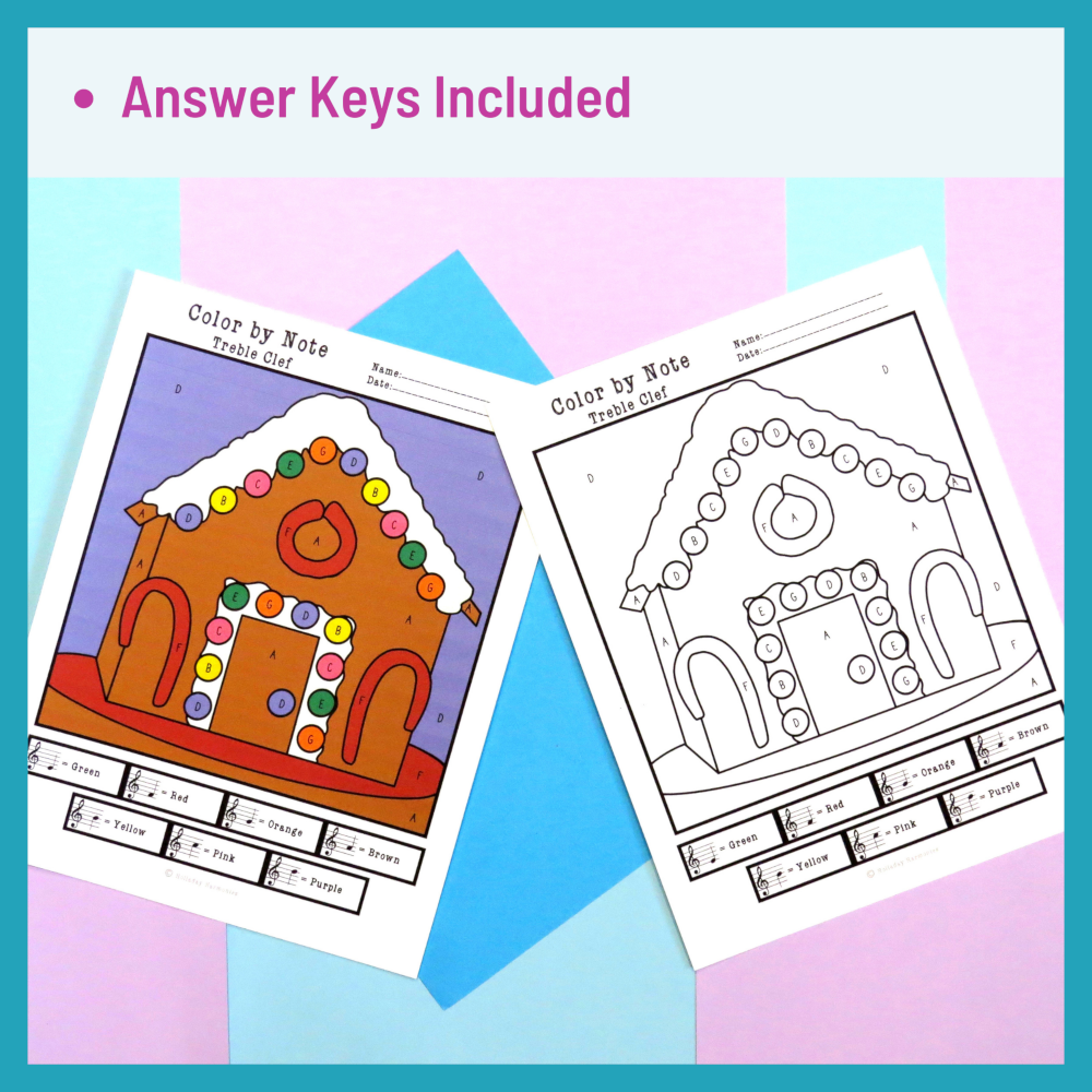 Color by Note and Color by Rhythm Music Worksheet | Winter Gingerbread ...