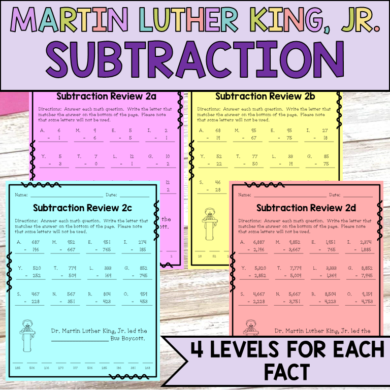 Martin Luther King Math Activities | MLK Subtraction | Made By Teachers