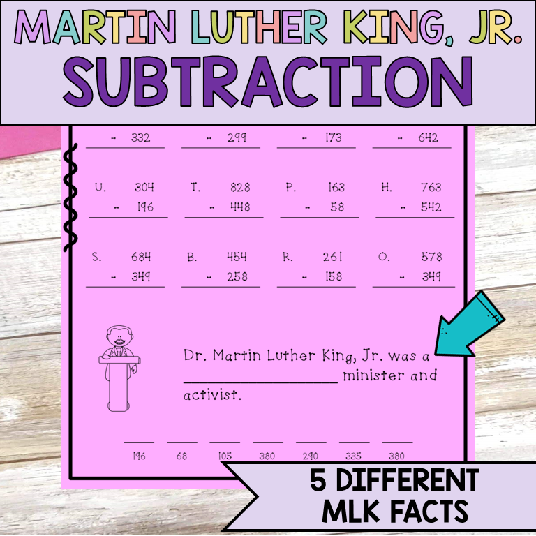Martin Luther King Math Activities | MLK Subtraction | Made By Teachers