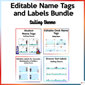 Editable Name Tags and Labels Sailing Theme Bundle | Made By Teachers