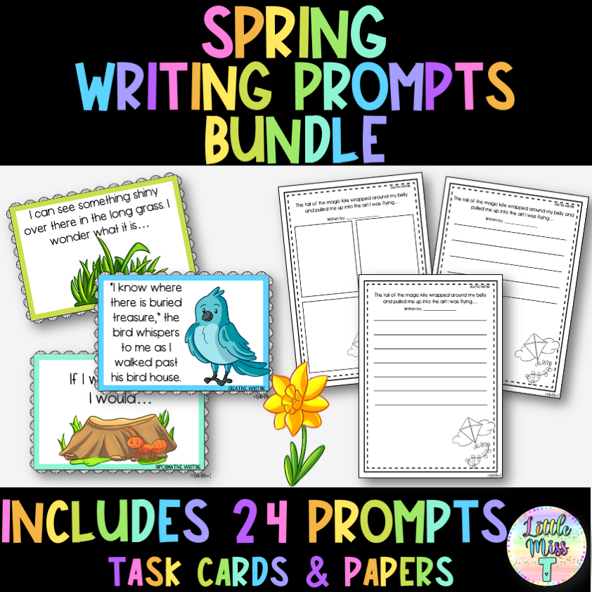 Spring Writing Prompts BUNDLE - Task Cards - Spring Writing Papers ...