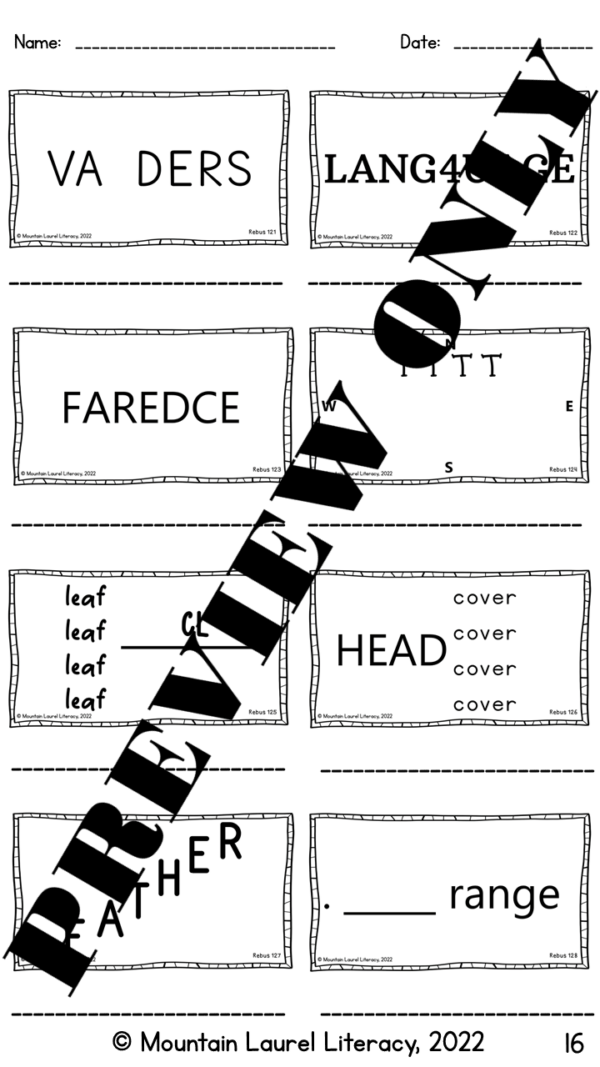 Rebus Puzzle Brain Teasers High School Middle School | Made By Teachers