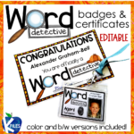 Word Detective Badges & Certificates (Editable) | Made By Teachers