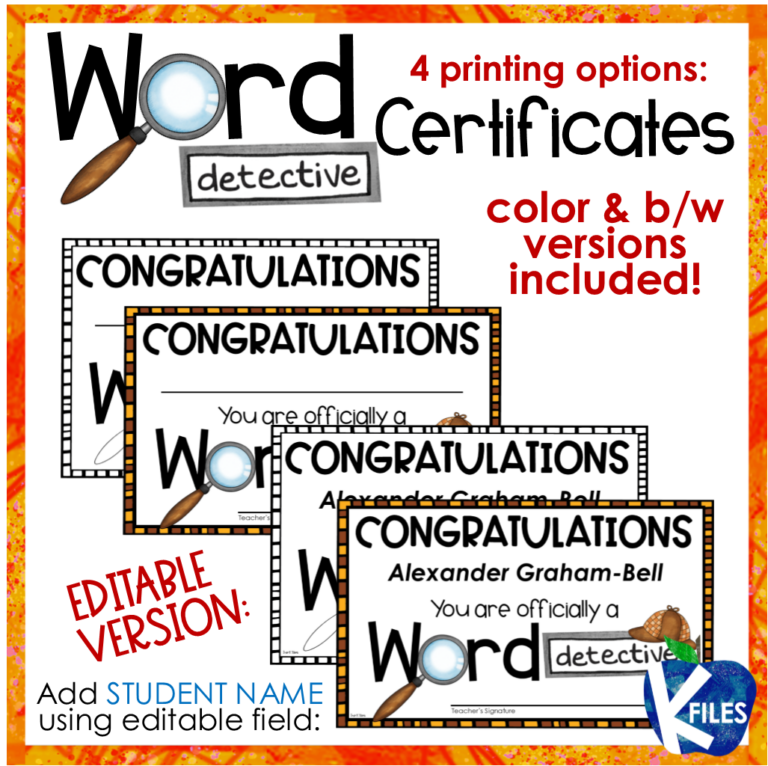Word Detective Badges & Certificates (Editable) | Made By Teachers