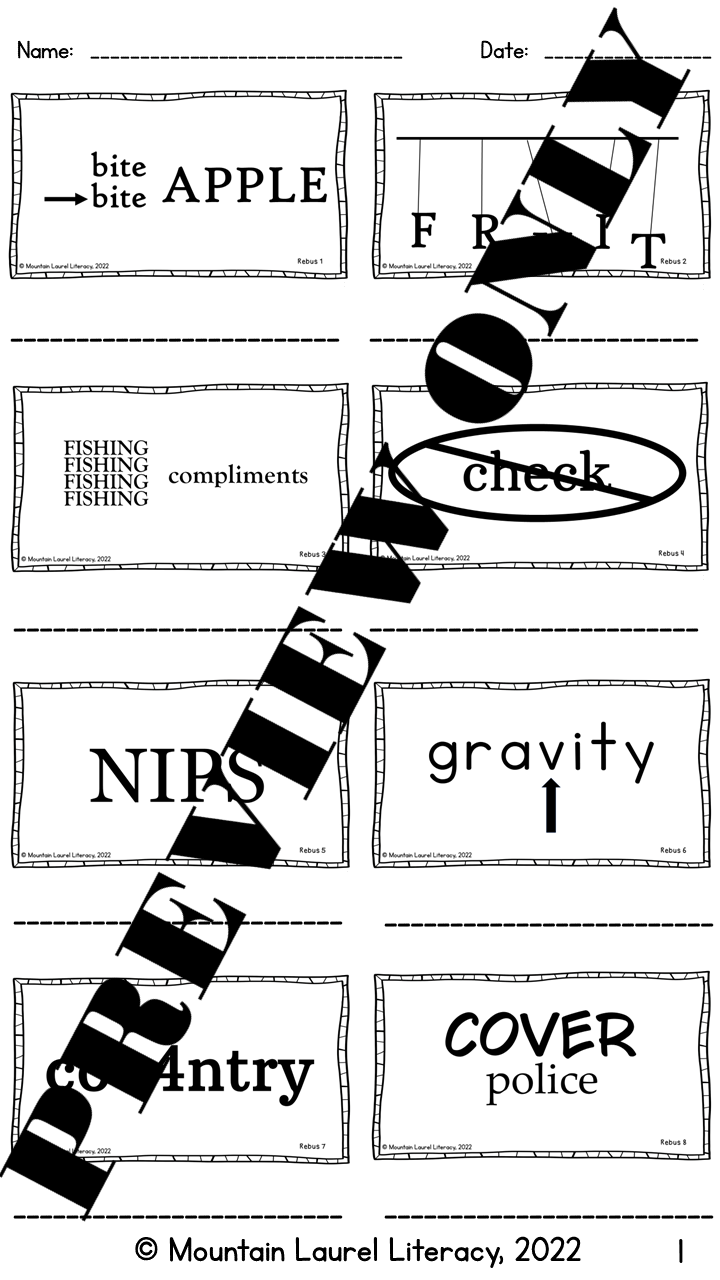 Rebus Puzzle Brain Teasers High School Middle School | Made By Teachers