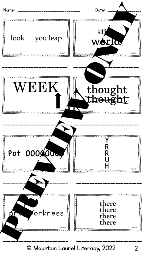 Rebus Puzzle Brain Teasers High School Middle School | Made By Teachers