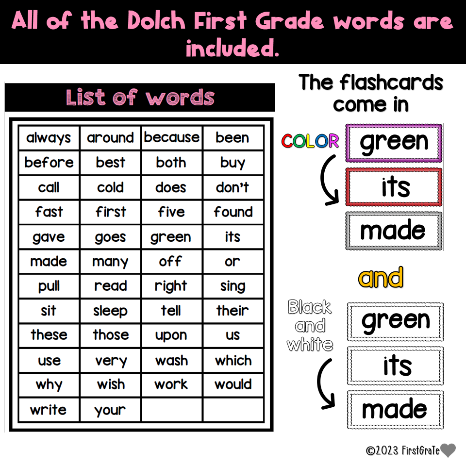 Second Grade Dolch Sight Words. Flashcards and Worksheets | Made By ...