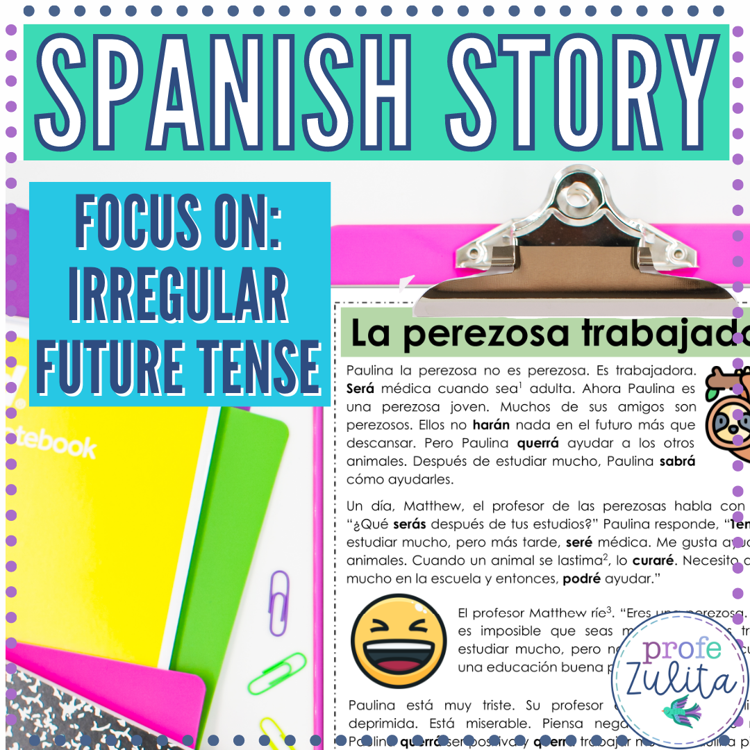 Spanish Irregular Future Tense Story Reading + 3 Activities - Sub Plans ...