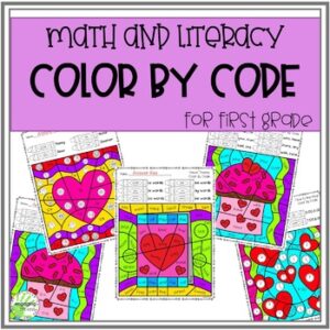 Valentine Math and Literacy Color By Code for First Grade | Made By ...