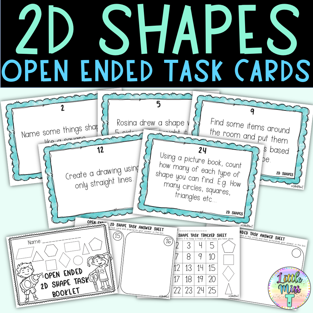 2D Shapes task cards - Open Ended Math Questions - Math Workbook | Made ...