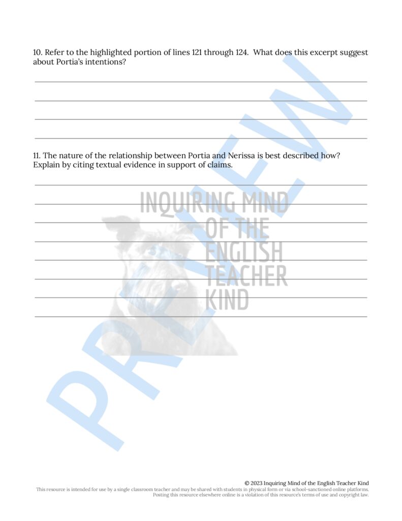 The Merchant of Venice Close Reading Analysis Worksheets Bundle | Made ...