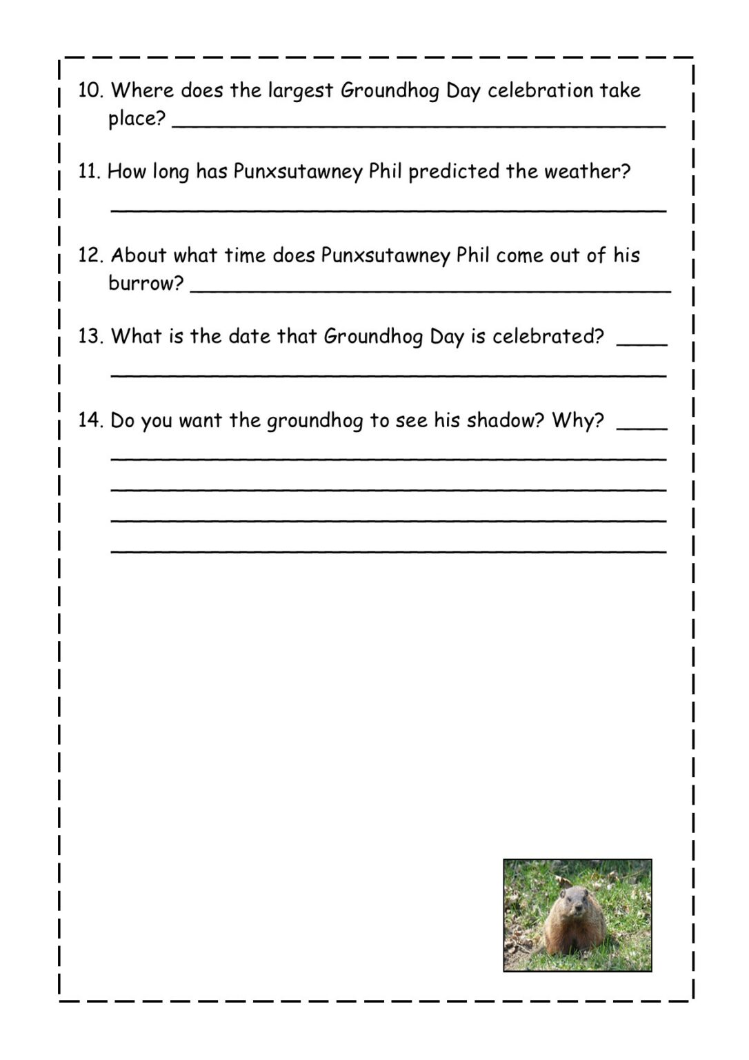 Groundhog Facts Reading Comprehension | Made By Teachers