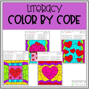 Valentine Math and Literacy Color By Code for Kindergarten | Made By ...