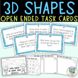 3D Shapes Task Cards - Open Ended Math Question Task Cards and Workbook ...