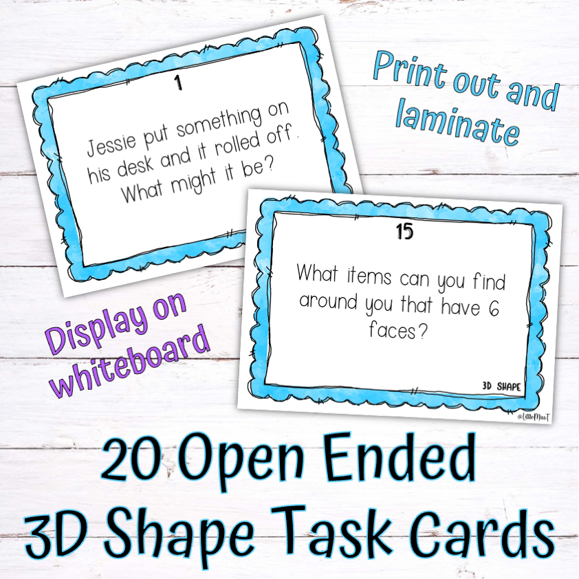 3D Shapes Task Cards - Open Ended Math Question Task Cards and Workbook ...