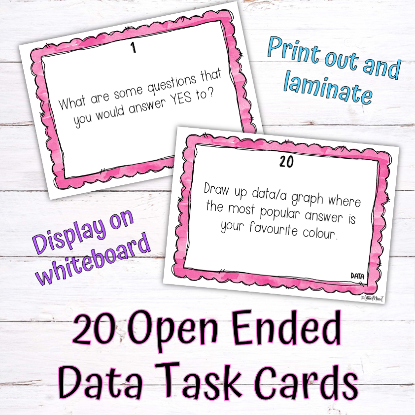 Data Task Cards - Open Ended Math Questions - Workbook - Graphing ...