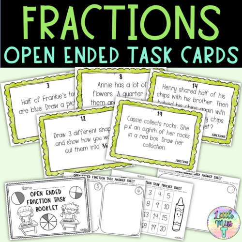 Fractions Task Cards and Workbook - Open Ended Math Questions | Made By ...